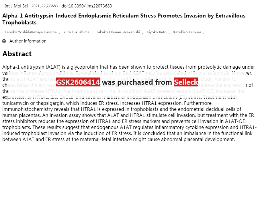 GSK2606414 | ≥99%(HPLC) | Selleck | PERK inhibitor