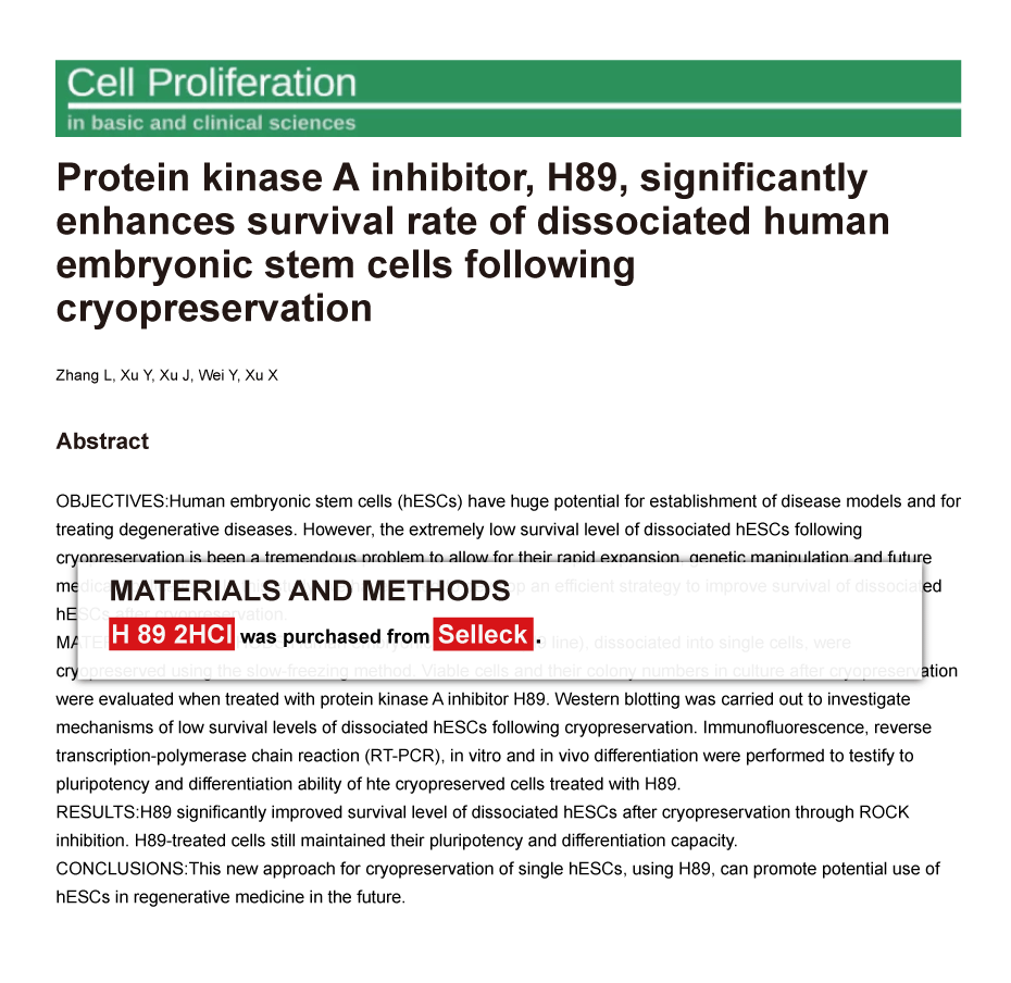 H 89 2HCl | 购买PKA 抑制剂 - Selleck