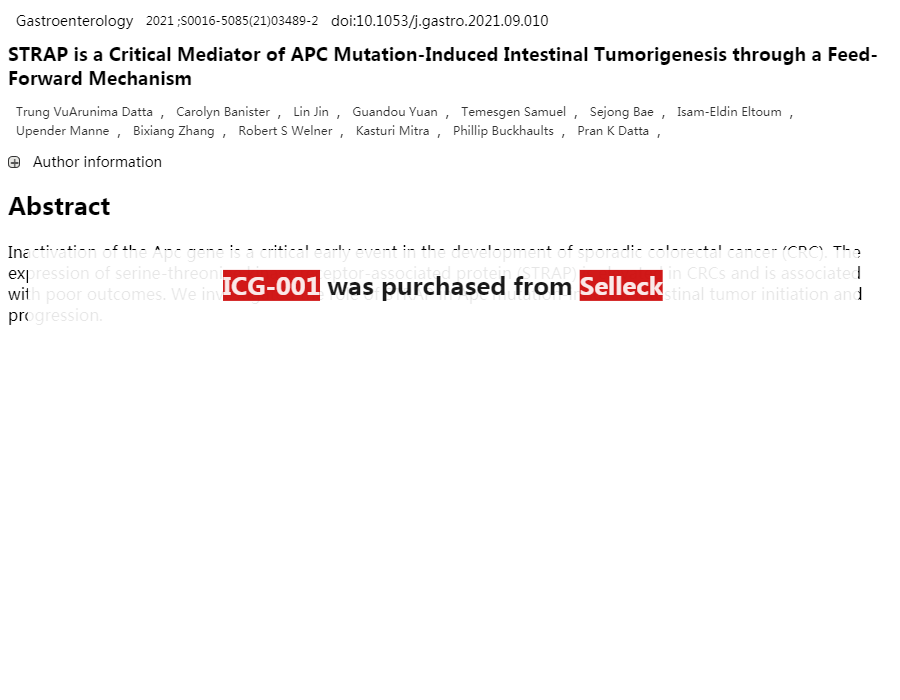 Wnt/beta-catenin抑制剂 | Wnt/beta-catenin Inhibitor