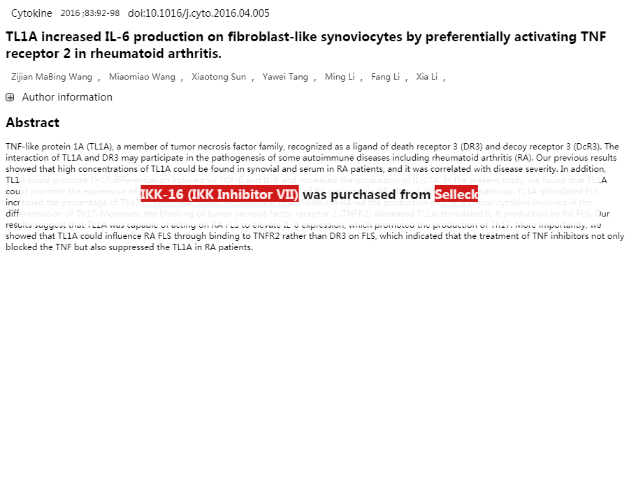 IKK-16 (IKK Inhibitor VII) | 购买IκB/IKK 抑制剂 - Selleck