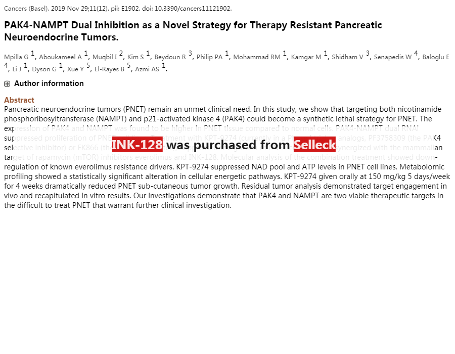 Sapanisertib (MLN0128) | 购买mTOR 抑制剂 - Selleck