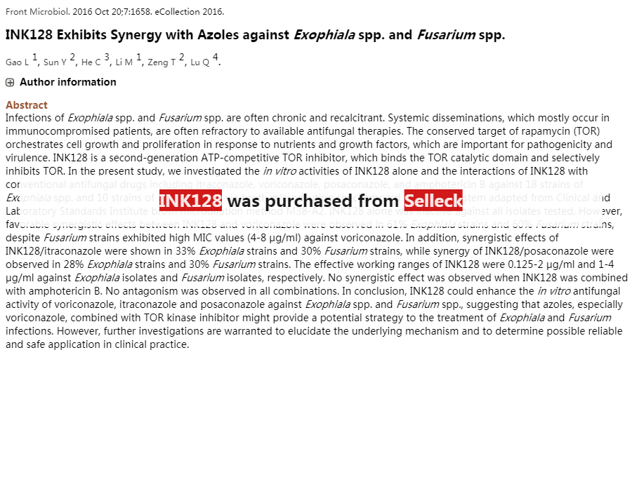 Sapanisertib (MLN0128) | 购买mTOR 抑制剂 - Selleck