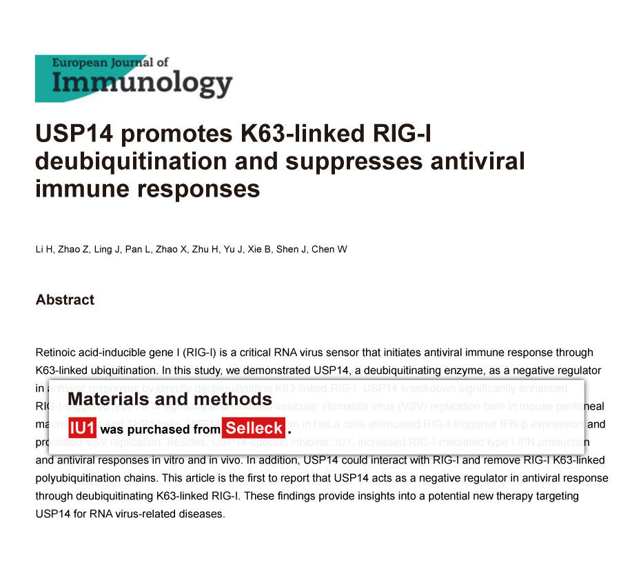 IU1 | DUB 抑制剂 | 现货供应 | 美国品牌 | 免费采购电话400-668-6834