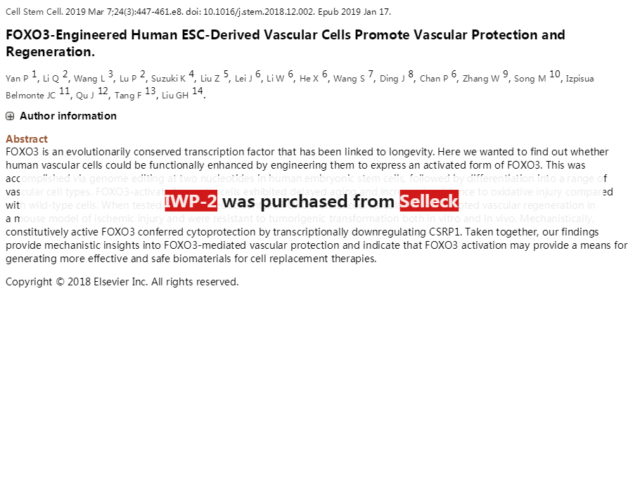 IWP-2 | 购买Wnt/beta-catenin 抑制剂 - Selleck