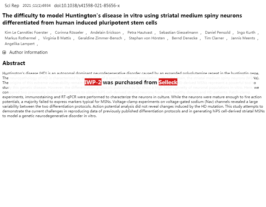 IWP-2 | 购买Wnt/beta-catenin 抑制剂 - Selleck