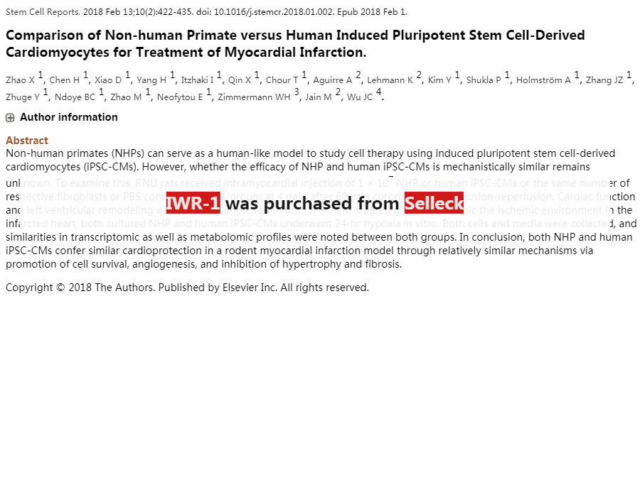 IWR-1-endo | 购买Wnt/beta-catenin 抑制剂 - Selleck
