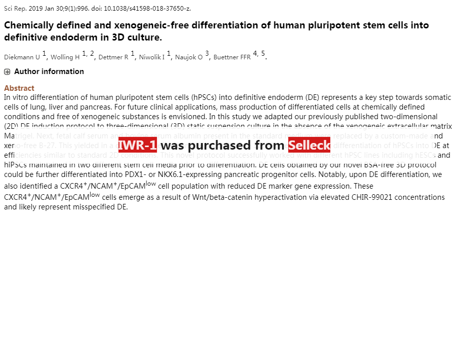 IWR-1-endo | 购买Wnt/beta-catenin 抑制剂 - Selleck