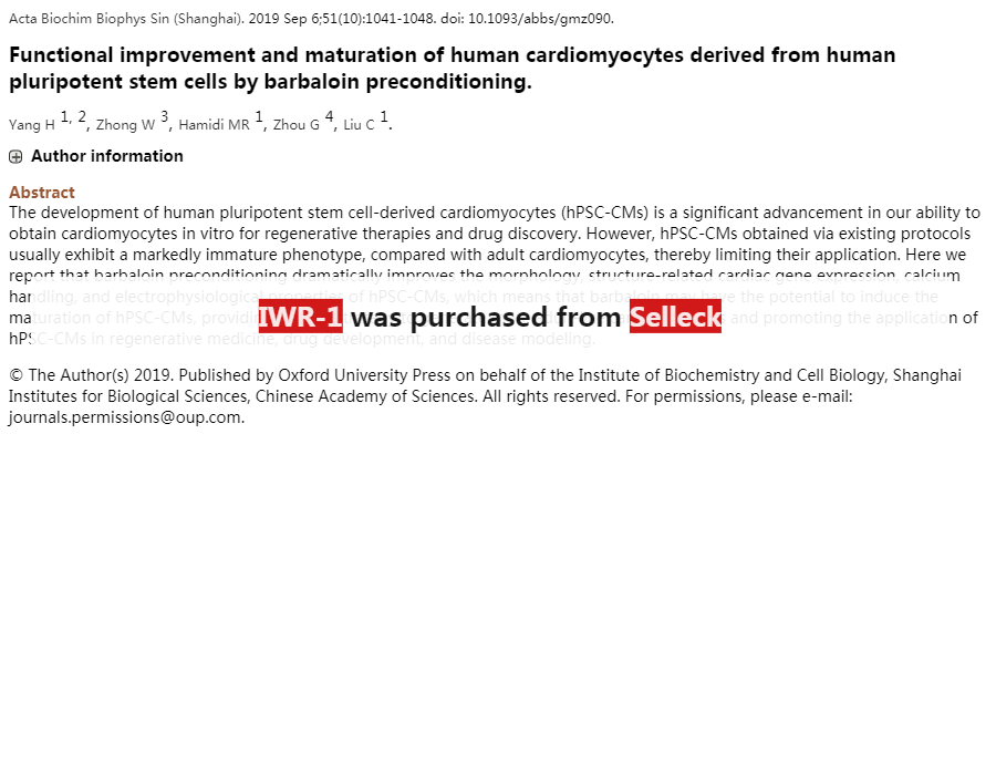IWR-1-endo | 购买Wnt/beta-catenin 抑制剂 - Selleck