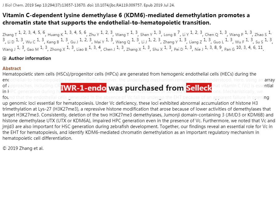 IWR-1-endo | 购买Wnt/beta-catenin 抑制剂 - Selleck