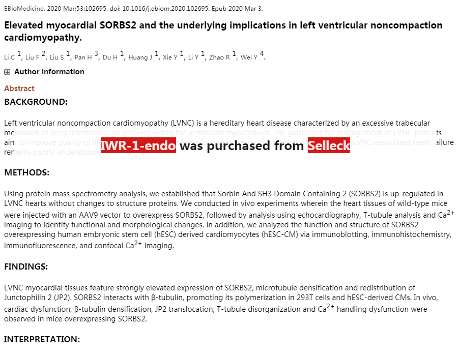 IWR-1-endo | 购买Wnt/beta-catenin 抑制剂 - Selleck