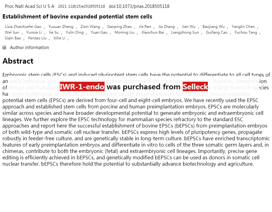 IWR-1-endo | 购买Wnt/beta-catenin 抑制剂 - Selleck