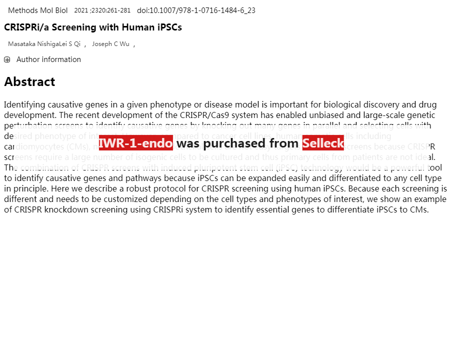 IWR-1-endo | 购买Wnt/beta-catenin 抑制剂 - Selleck