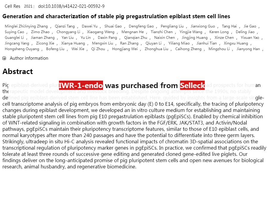IWR-1-endo | 购买Wnt/beta-catenin 抑制剂 - Selleck