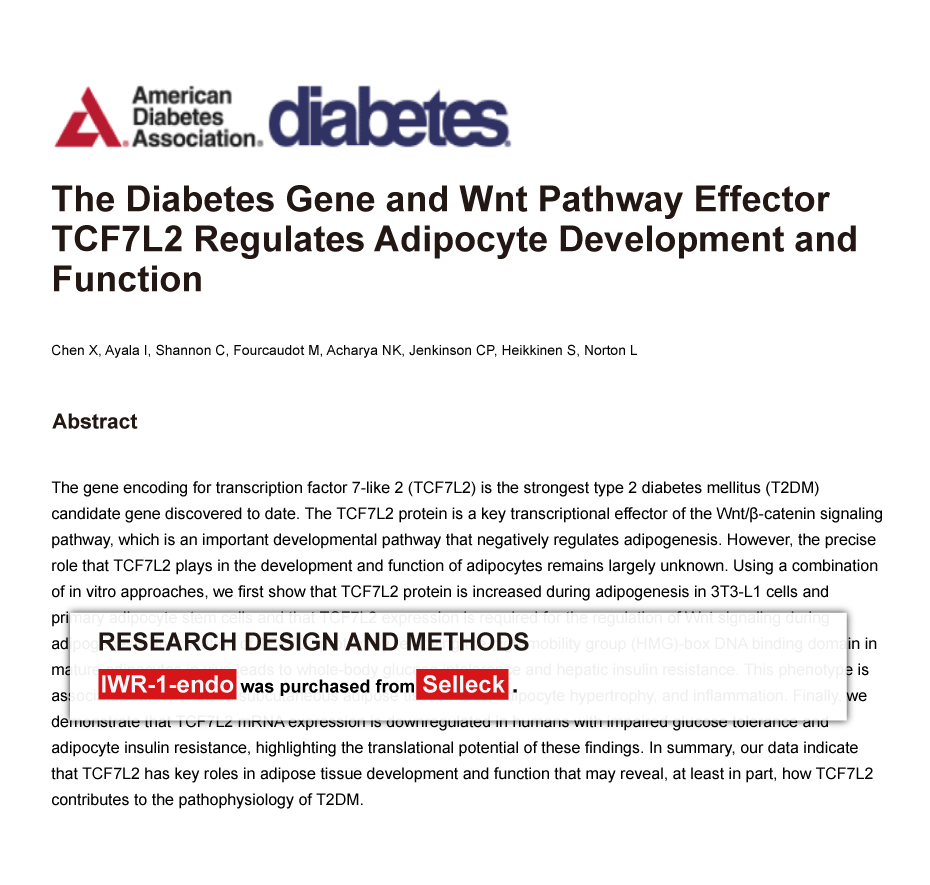 IWR-1-endo | 购买Wnt/beta-catenin 抑制剂 - Selleck
