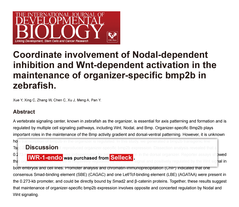 IWR-1-endo | 购买Wnt/beta-catenin 抑制剂 - Selleck