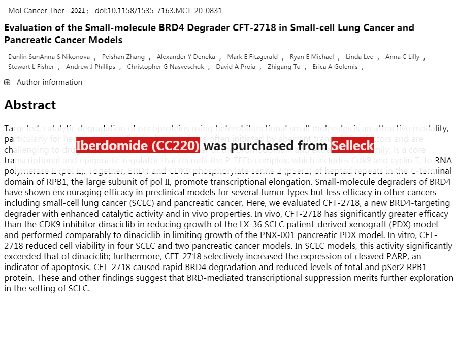 Iberdomide (CC220) | ≥99%(HPLC) | Selleck | E3 ligase Ligand chemical
