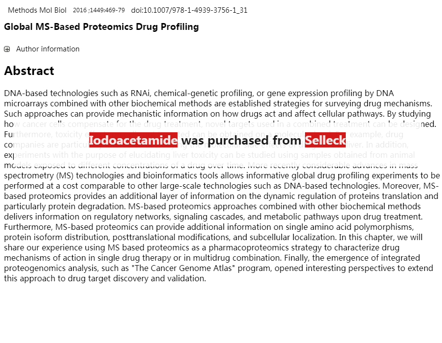 Iodoacetamide | 现货供应 | 美国品牌 | 免费采购电话400-668-6834