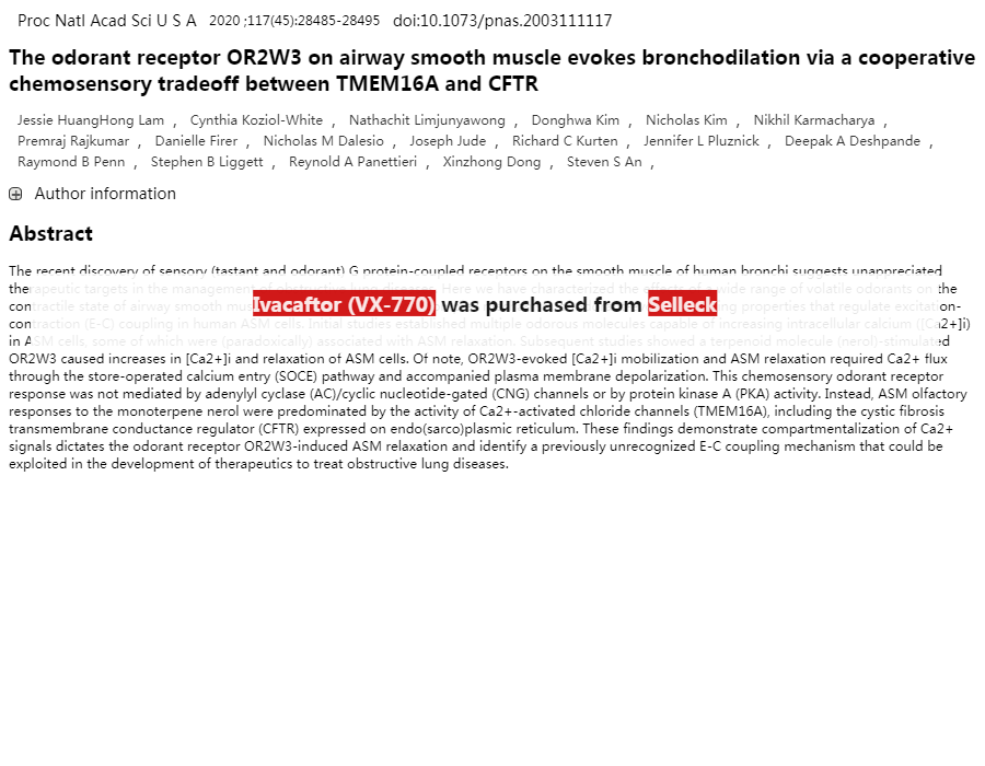 Ivacaftor (VX-770) | 购买CFTR 激活剂 - Selleck