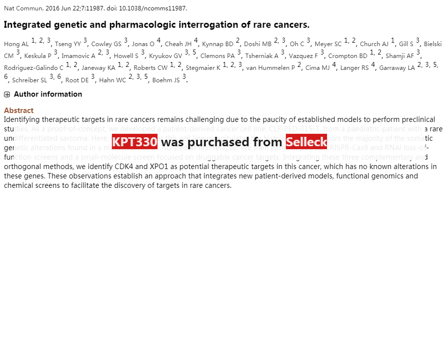 Selinexor (KPT-330) | 购买CRM1 抑制剂 - Selleck