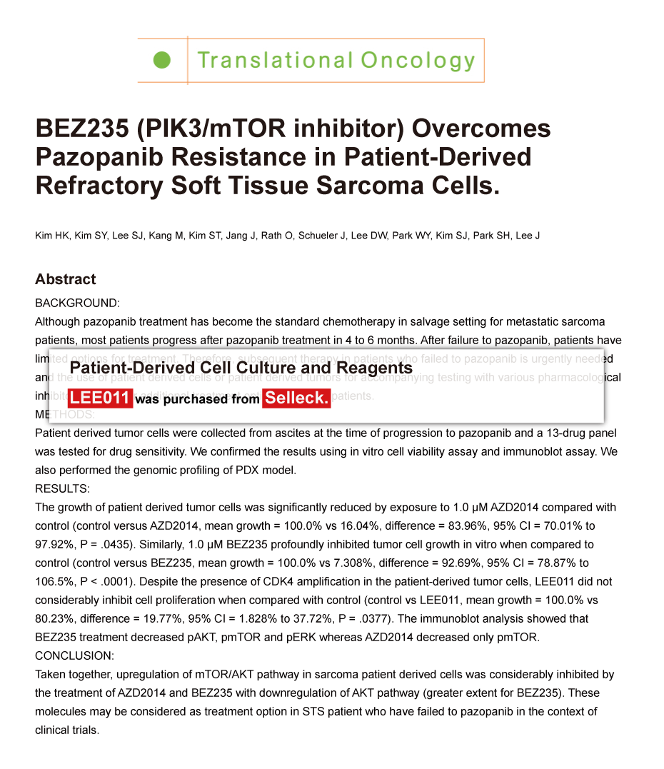 Ribociclib (LEE011) | 购买CDK 抑制剂 - Selleck