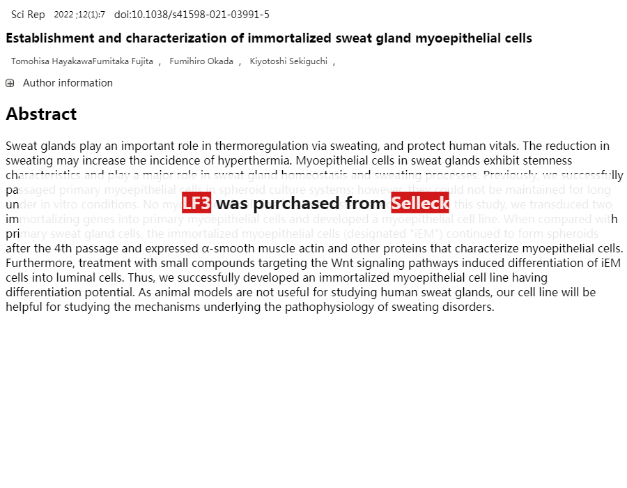 LF3 | ≥99%(HPLC) | Selleck | Wnt/beta-catenin inhibitor
