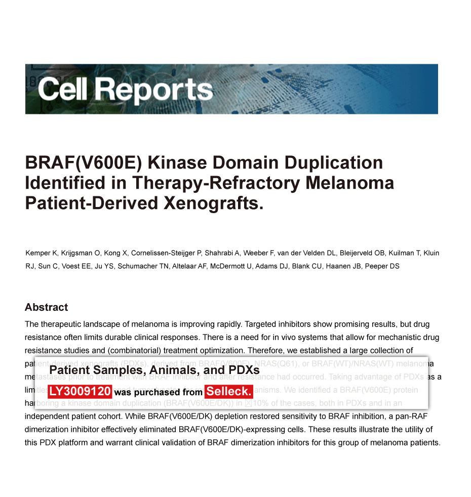 LY3009120 | Raf 抑制剂 | 现货供应 | 美国品牌 | 免费采购电话400-668-6834