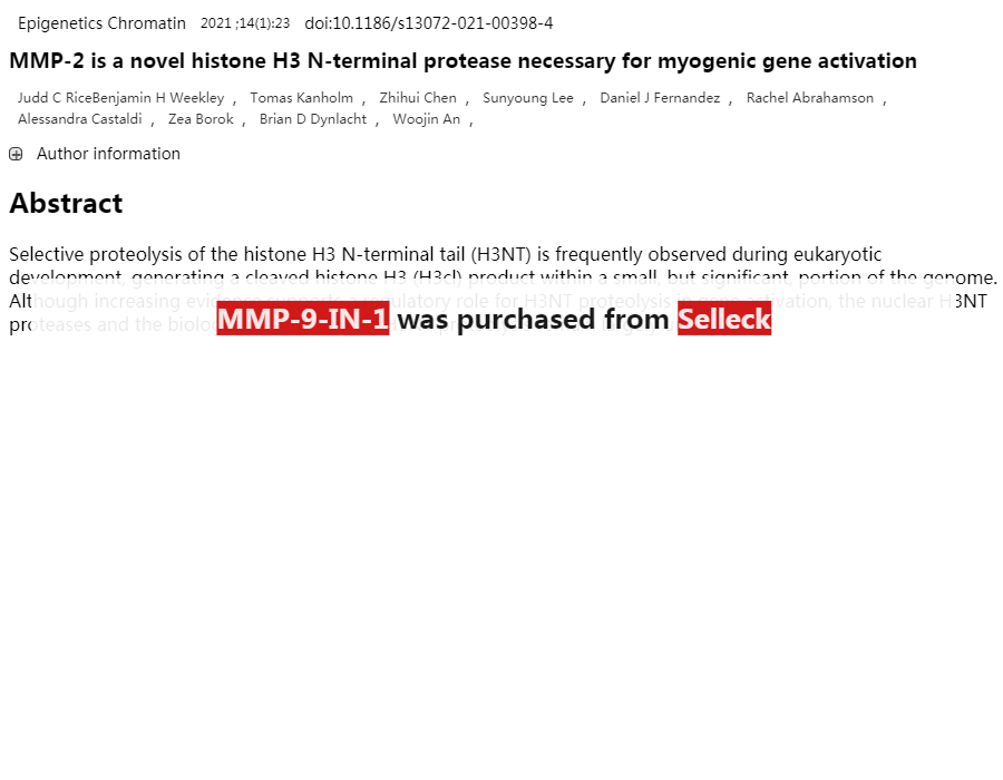 MMP-9-IN-1 | MMP 抑制剂 | 现货供应 | 美国品牌 | 免费采购电话400-668-6834