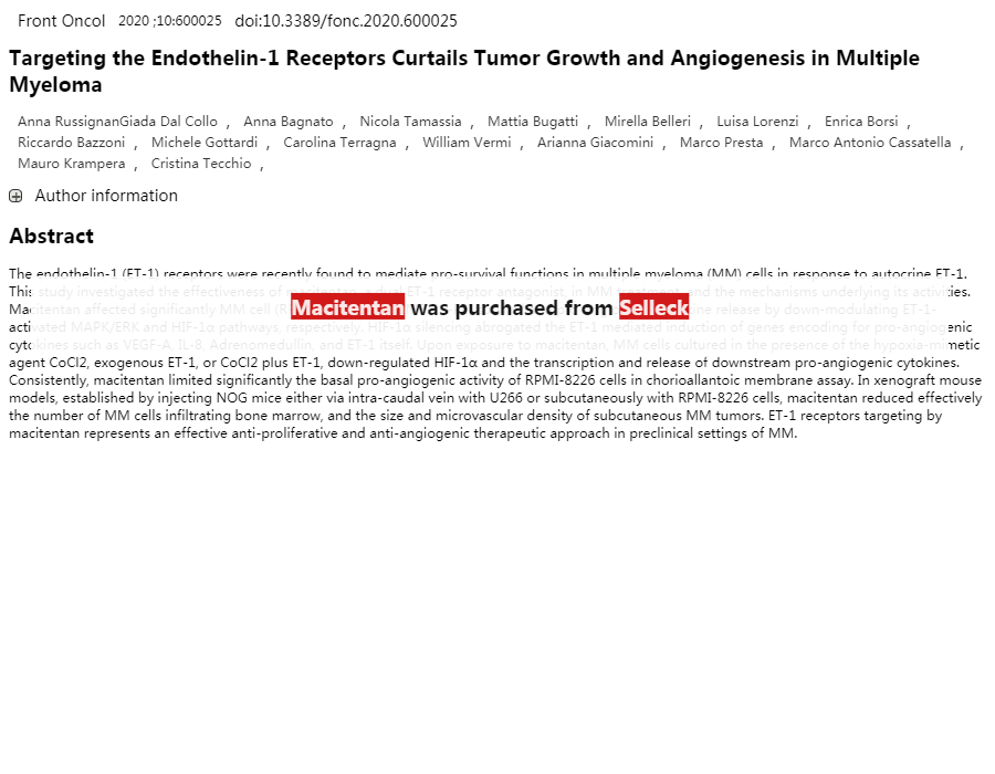 购买Macitentan (ACT 064992) | Endothelin Receptor antagonist | 价格 | IC50 ...