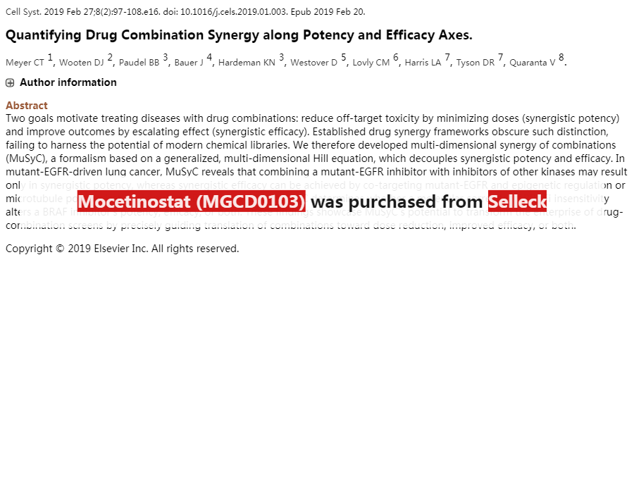 Mocetinostat (MGCD0103) | 购买HDAC 抑制剂 - Selleck