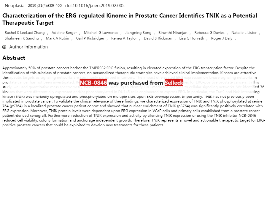 NCB-0846 | MAP4K 抑制剂 | 现货供应 | 美国品牌 | 免费采购电话400-668-6834