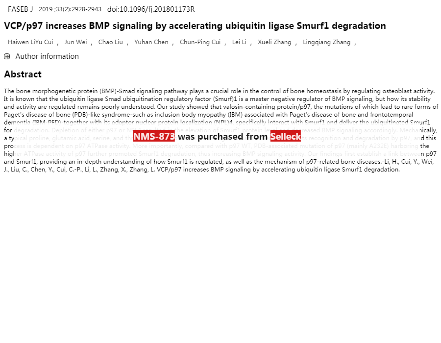 NMS-873 | 购买p97 抑制剂 - Selleck