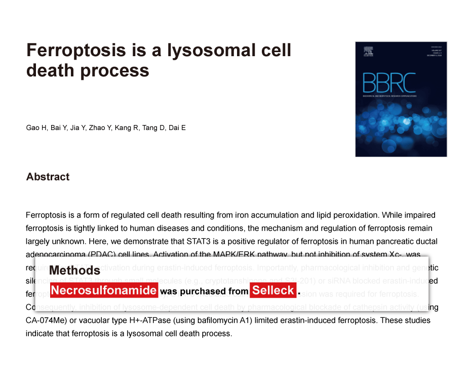 Necrosulfonamide | Mixed Lineage Kinase 抑制剂 | 现货供应 | 美国品牌 | 免费采购电话400 ...