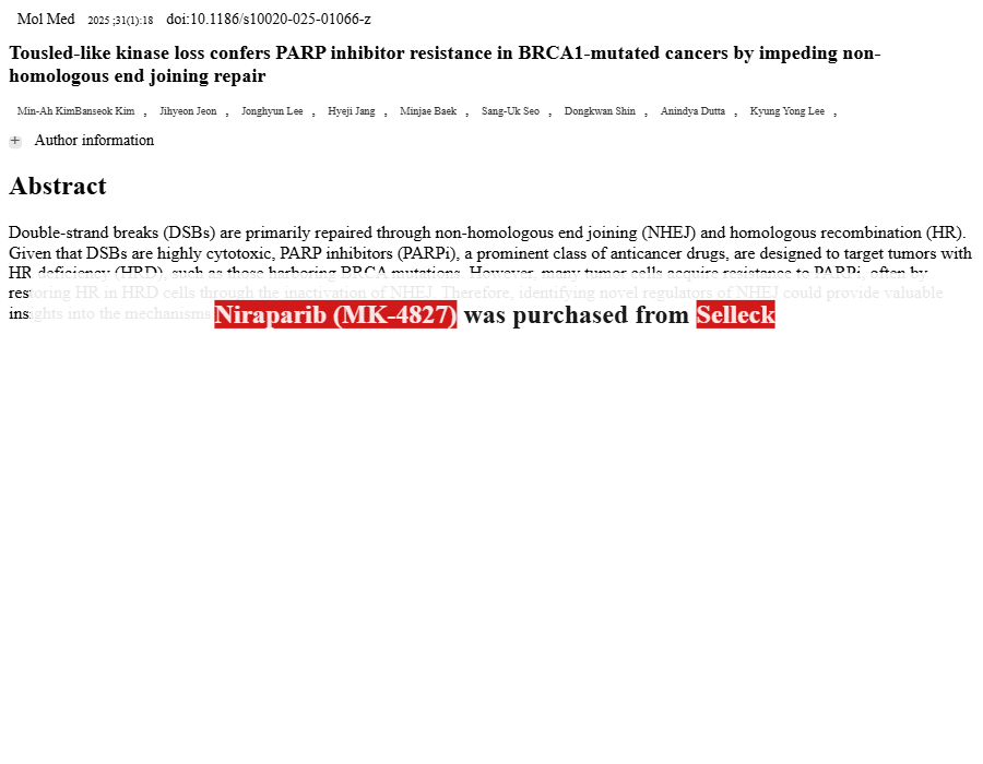 PARP抑制剂 | PARP Inhibitor