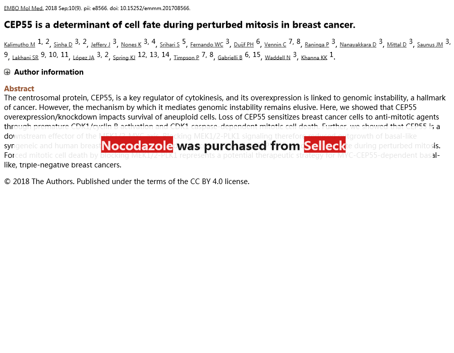Nocodazole (R17934) | Microtubule Associated 抑制剂 | 现货供应 | 美国品牌 | 免费采购电话 ...