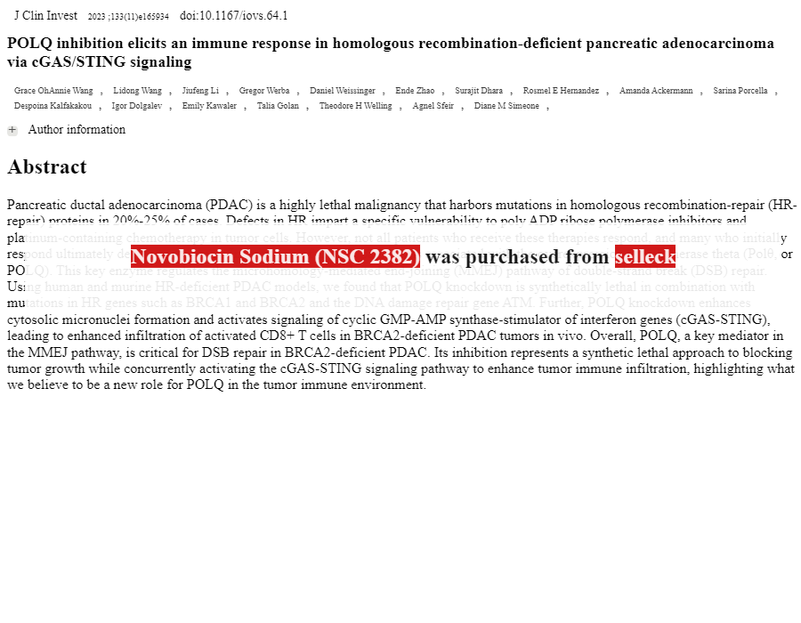 Novobiocin Sodium (NSC 2382) | 99.91%(HPLC) | In Stock | Antineoplastic ...