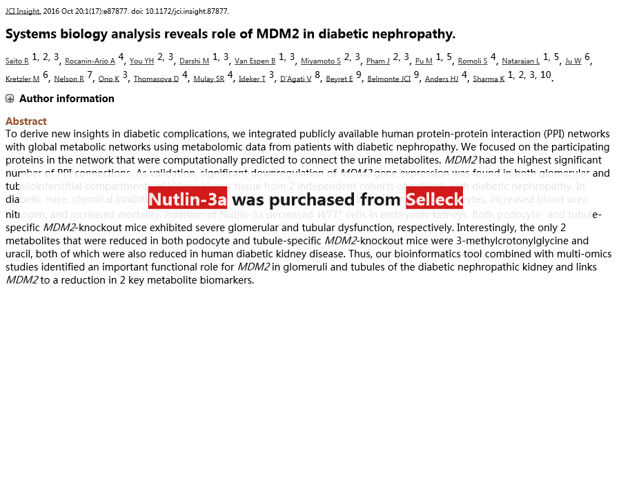 Nutlin-3a | 购买Mdm2 抑制剂 - Selleck