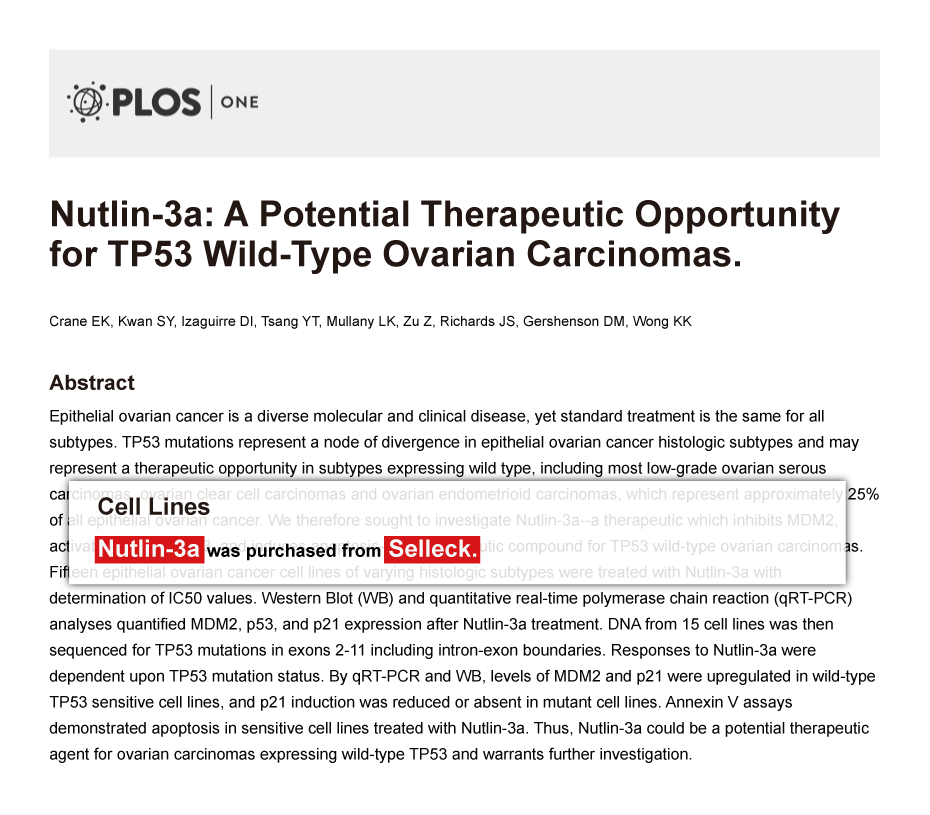 Nutlin-3a | 购买Mdm2 抑制剂 - Selleck