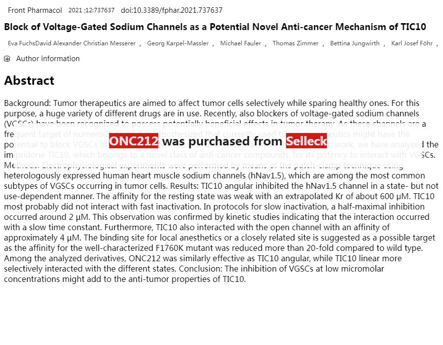 ONC212 | ≥99%(HPLC) | Selleck | GPR agonist