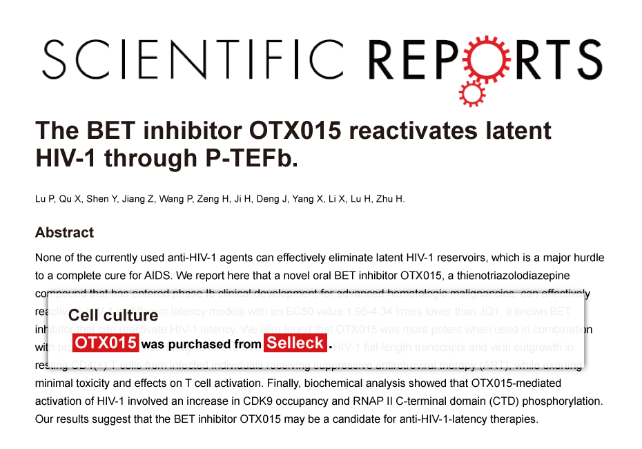 Birabresib (OTX015) | 购买Epigenetic Reader Domain 抑制剂 - Selleck