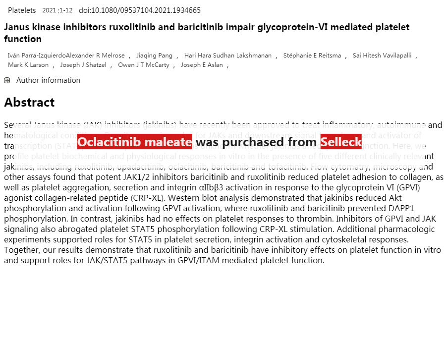 Oclacitinib maleate | 99.84%(HPLC) | Selleck | JAK inhibitor