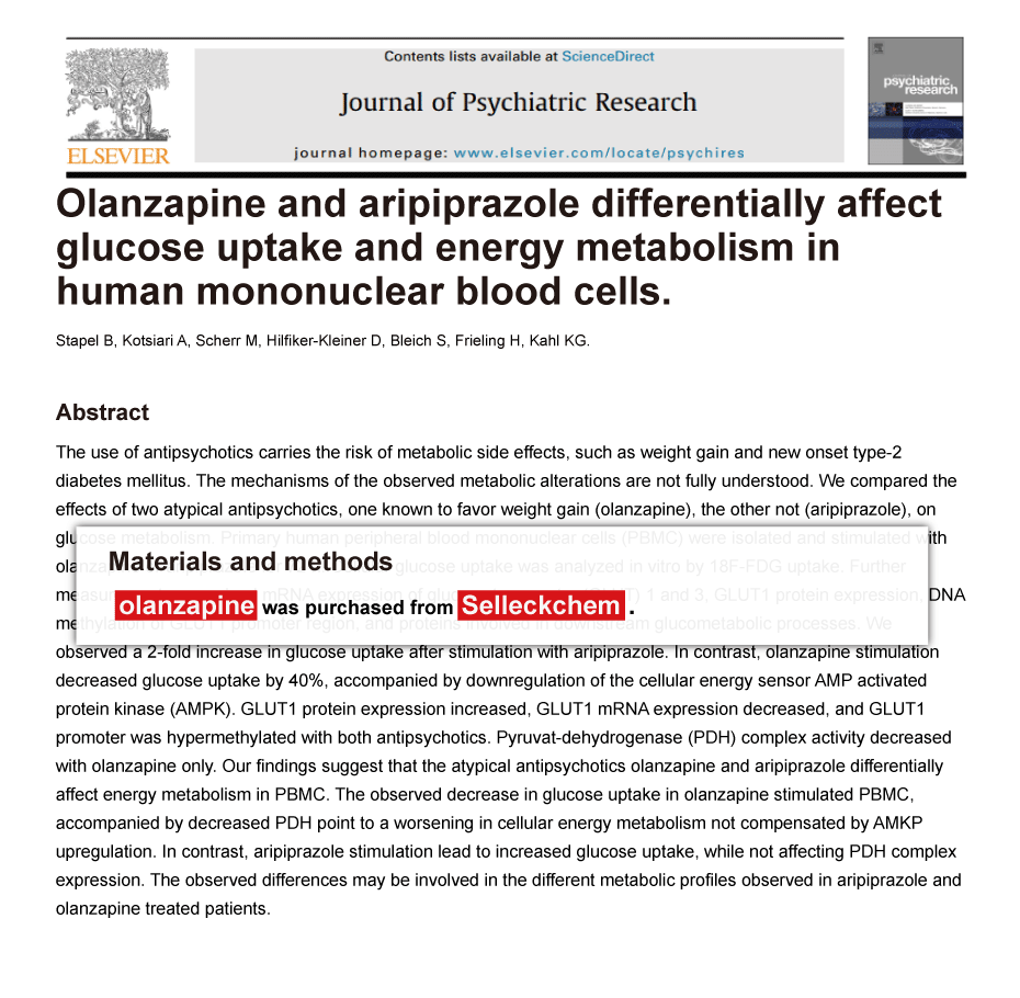 购买Olanzapine | 5-HT Receptor antagonist | 价格 | IC50 | 只能用于研究