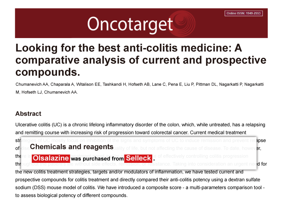 购买Olsalazine Sodium | Anti-infection chemical | 价格 | IC50 | 只能用于研究