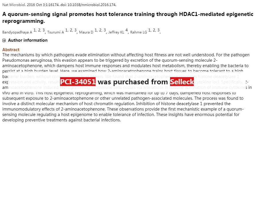 PCI-34051 | 购买HDAC 抑制剂 - Selleck