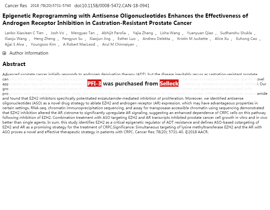 PFI-3 | Epigenetic Reader Domain 抑制剂 | 现货供应 | 美国品牌 | 免费采购电话400-668-6834