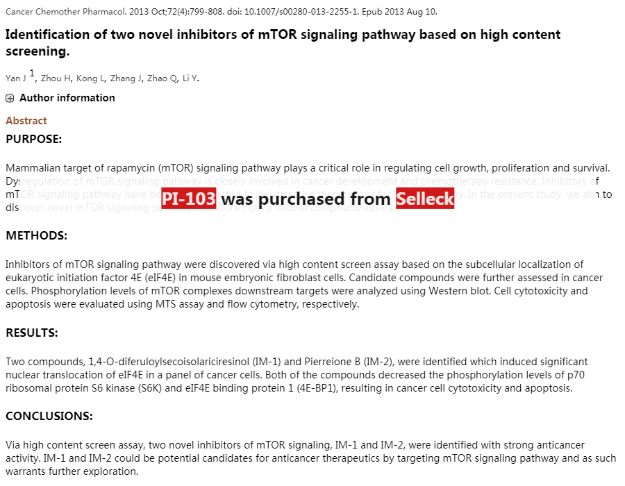 PI-103 | 购买PI3K 抑制剂 - Selleck