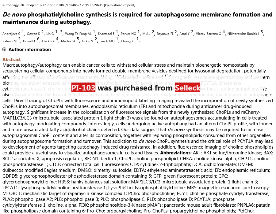 PI-103 | 购买PI3K 抑制剂 - Selleck
