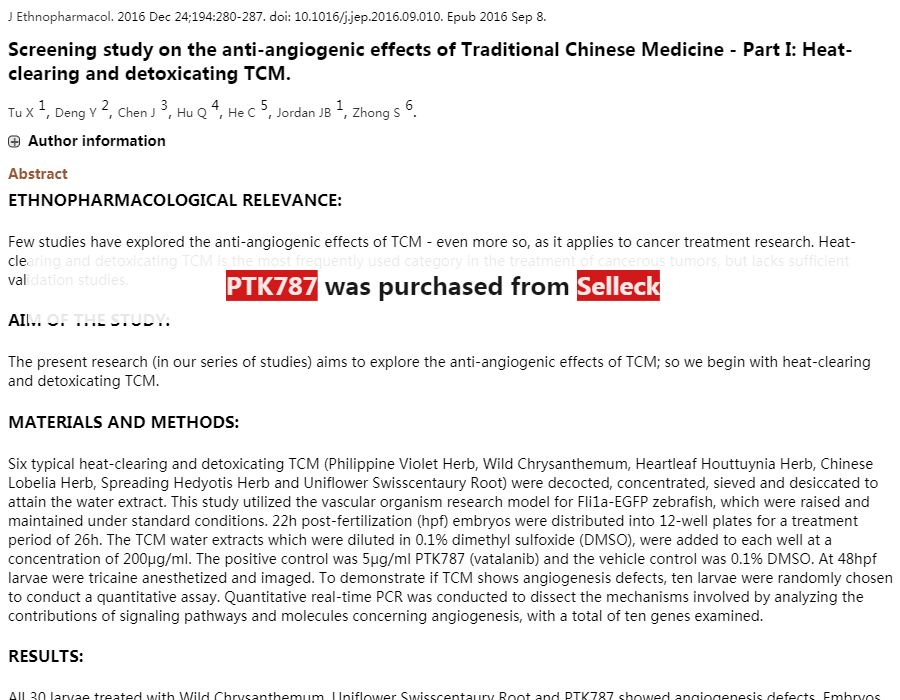 Vatalanib (PTK787) 2HCl | 购买VEGFR 抑制剂 - Selleck