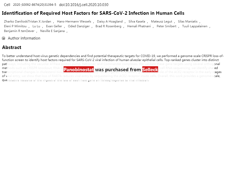 Panobinostat (LBH589) | HDAC 抑制剂 | 现货供应 | 美国品牌 | 免费采购电话400-668-6834