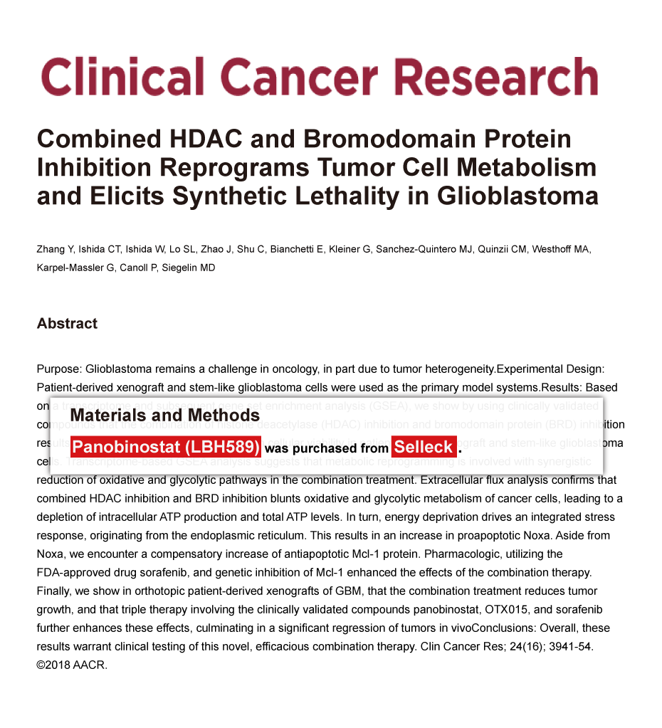 Panobinostat (LBH589) | HDAC 抑制剂 | 现货供应 | 美国品牌 | 免费采购电话400-668-6834
