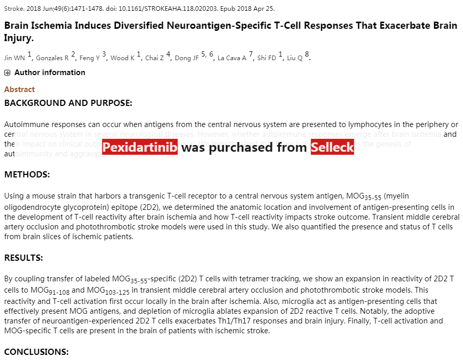 Pexidartinib (PLX3397) | CSF-1R 抑制剂 | 现货供应 | 美国品牌 | 免费采购电话400-668-6834